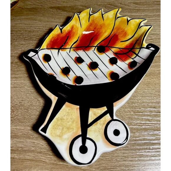 art class | Kitchen | Clay Art Ceramic Bbq Barbecue Flame Grill Shape ...